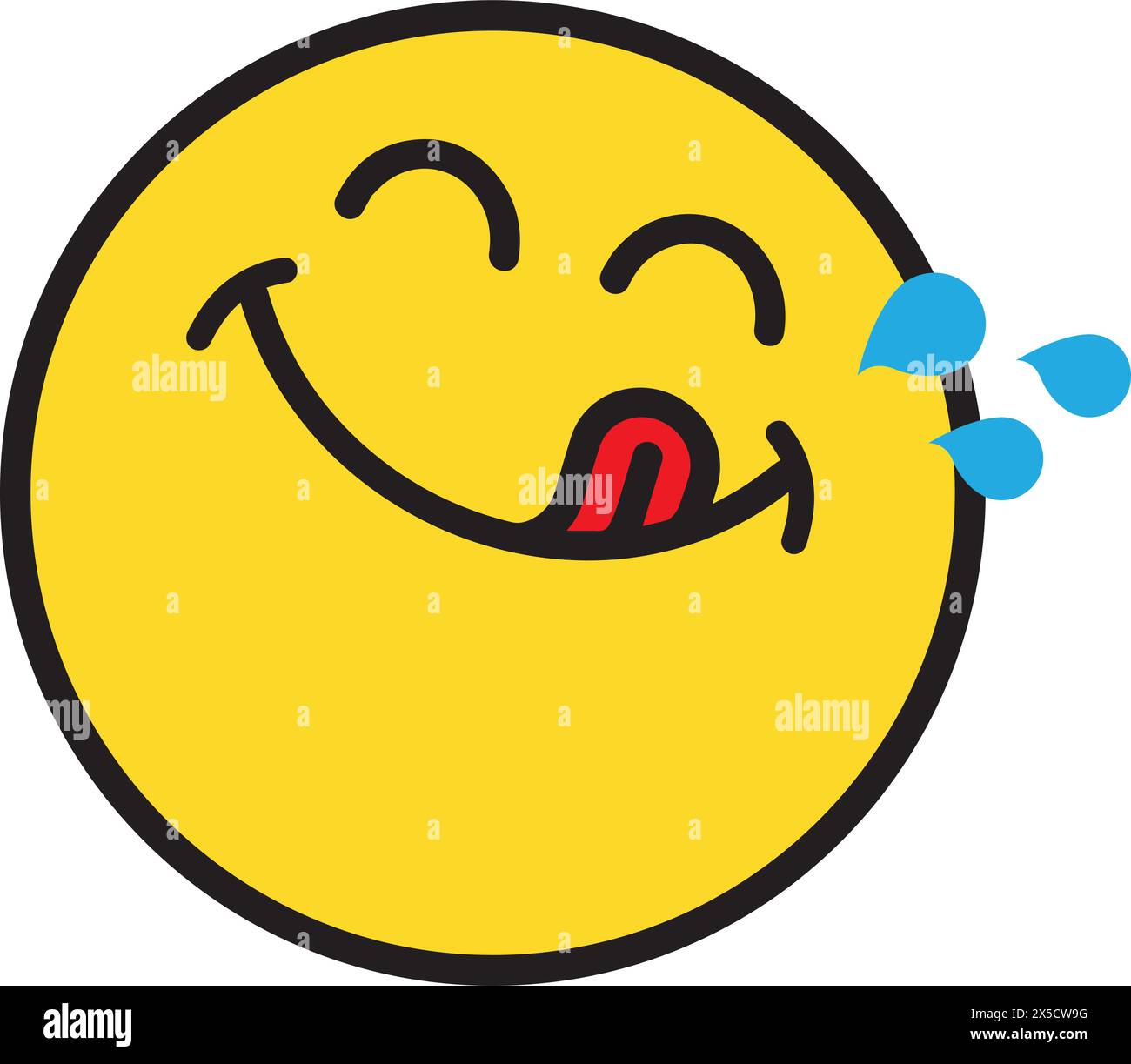 Yummy face happy smile vector cartoon line emoticon with tongue lick mouth. Delicious tasty food ...