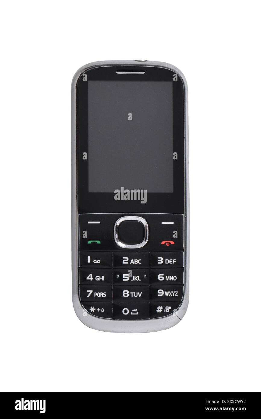 Old Mobile Phone isolated on white background. Classic mobile cell ...