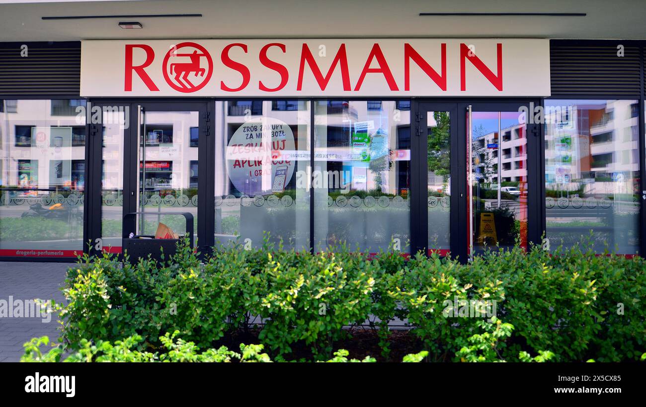 Warsaw, Poland. 3 May 2024. Sign Rossmann. Company signboard Rossmann ...