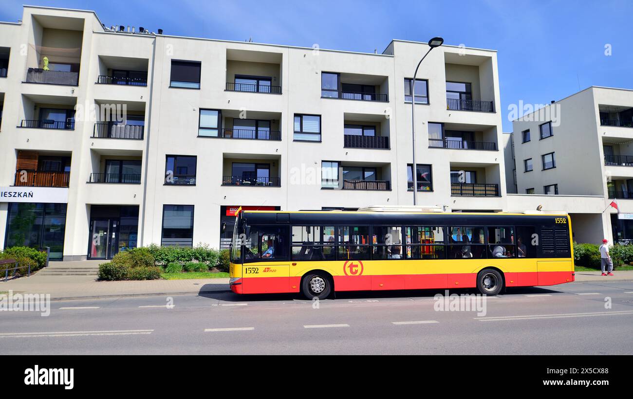 Warsaw, Poland. 3 May 2024. Modern bus stopped on a bus stop Stock ...