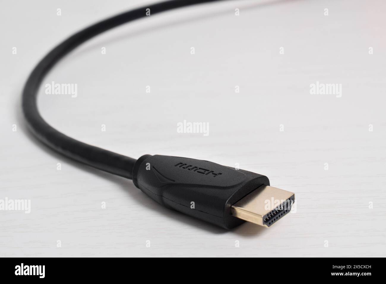 A close up of a HDMI cable connector on white background Stock Photo ...