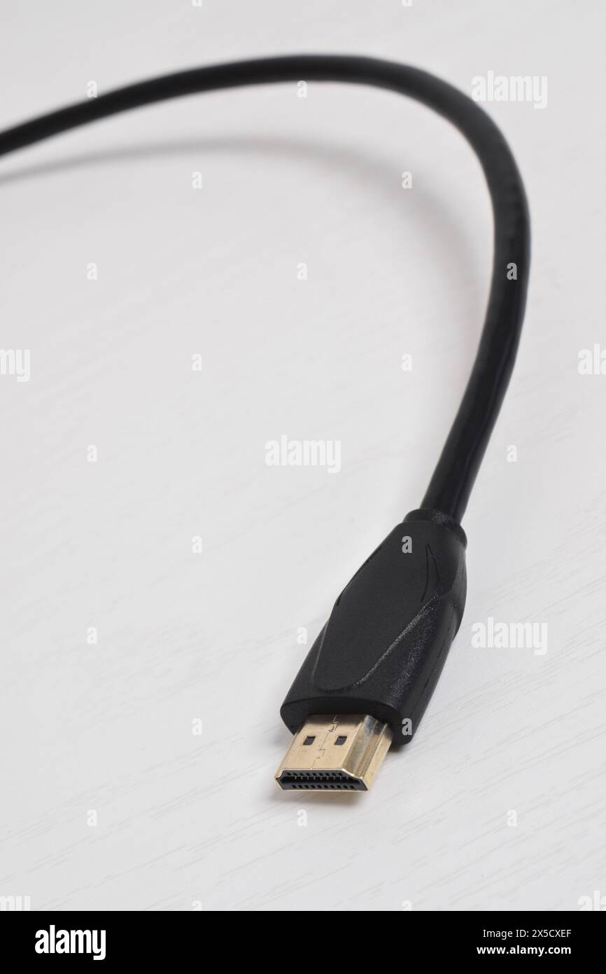 A close up of a HDMI cable connector on white background Stock Photo ...