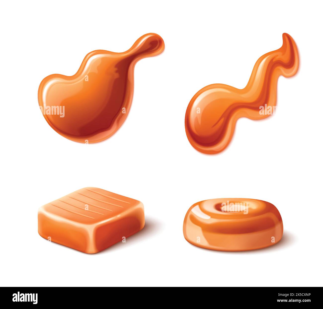 Caramel syrup swirl, liquid toffee cream drop flow. Melt fudge droplet ...