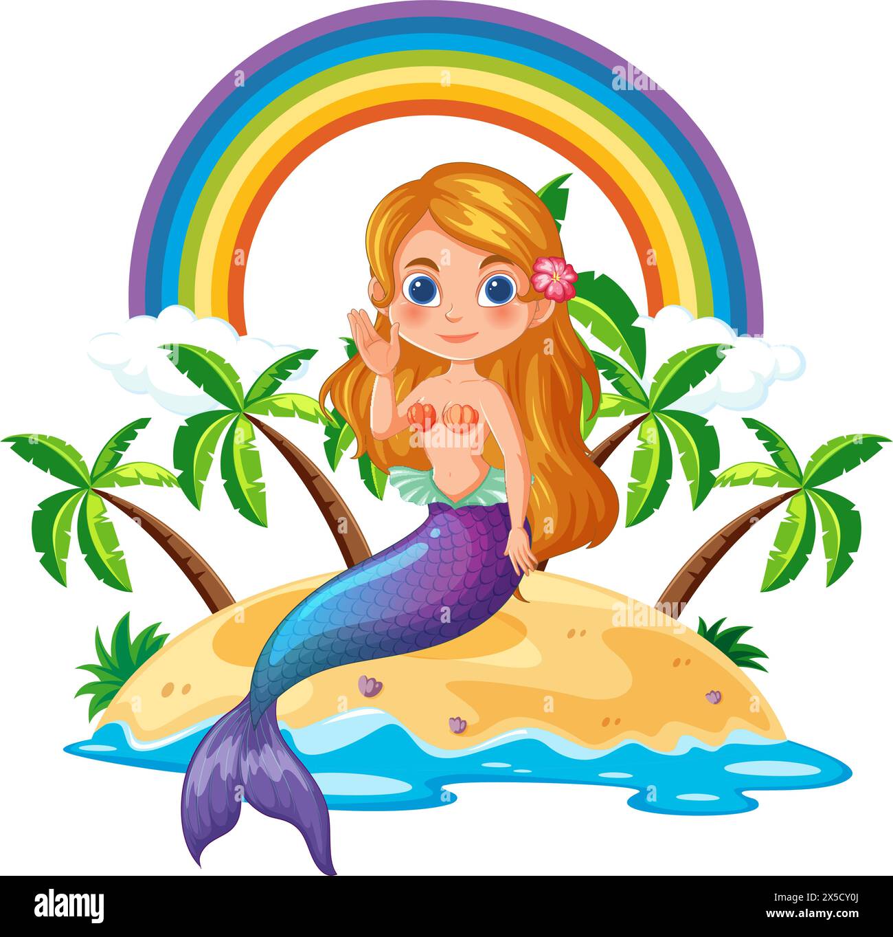 Colorful illustration of a mermaid with a rainbow Stock Vector Image ...