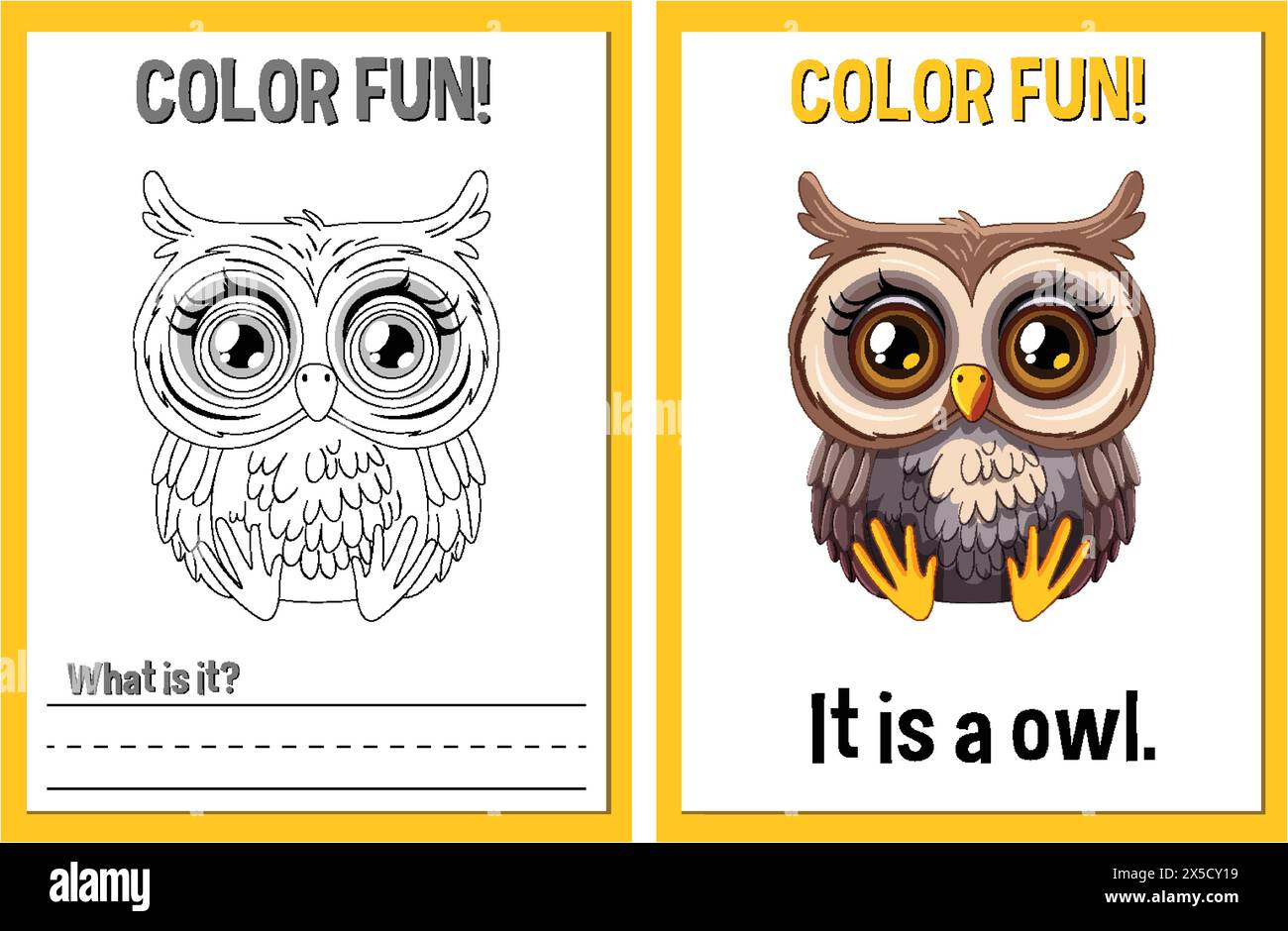 Coloring and educational activity with cute owl Stock Vector Image ...
