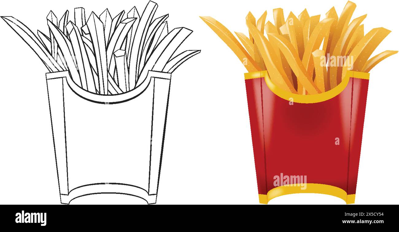 Vector illustration of two servings of fries Stock Vector Image & Art - Alamy