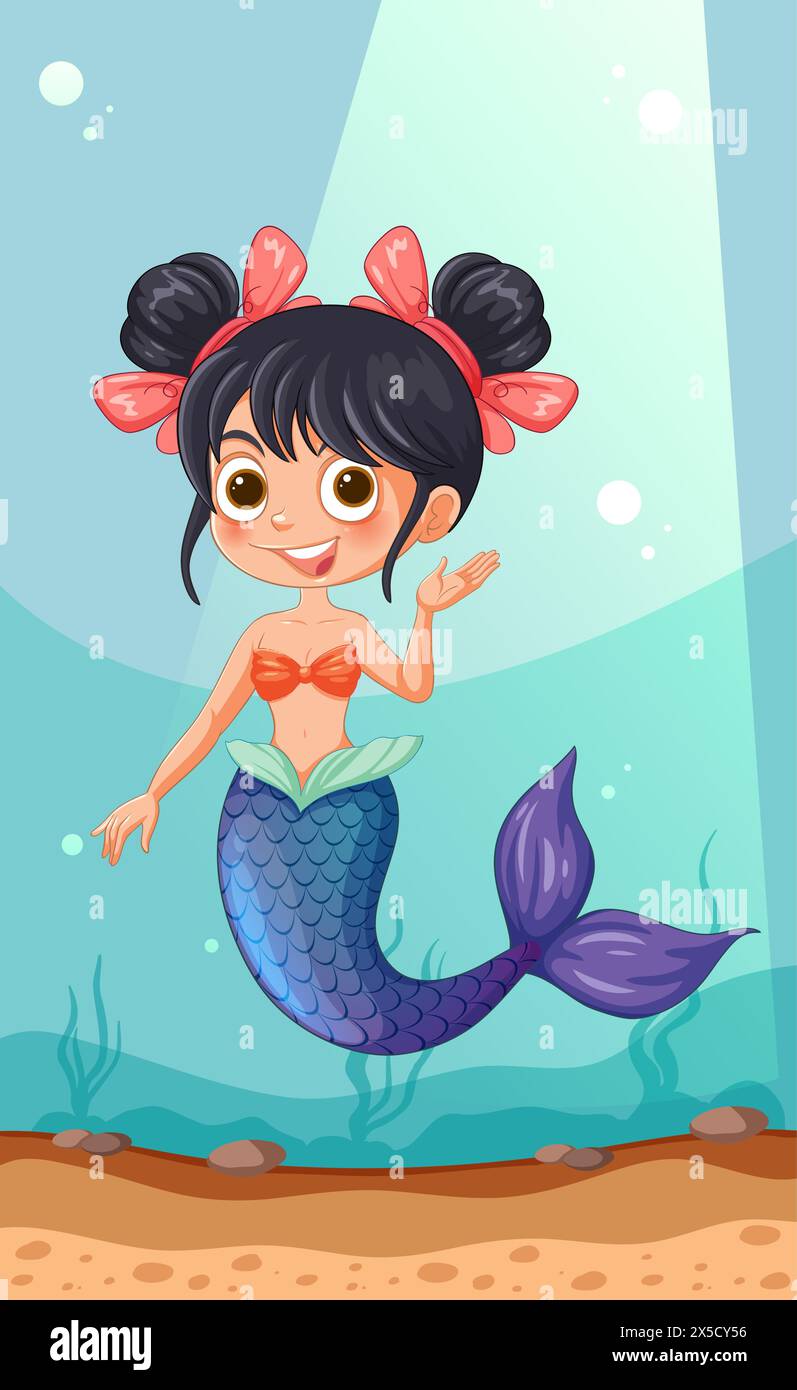 Vector illustration of a happy mermaid underwater Stock Vector Image ...