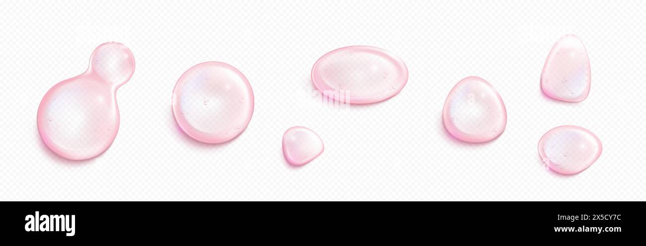 3d pink soap bubble. Collagen water ball vector. Isolated transparent ...