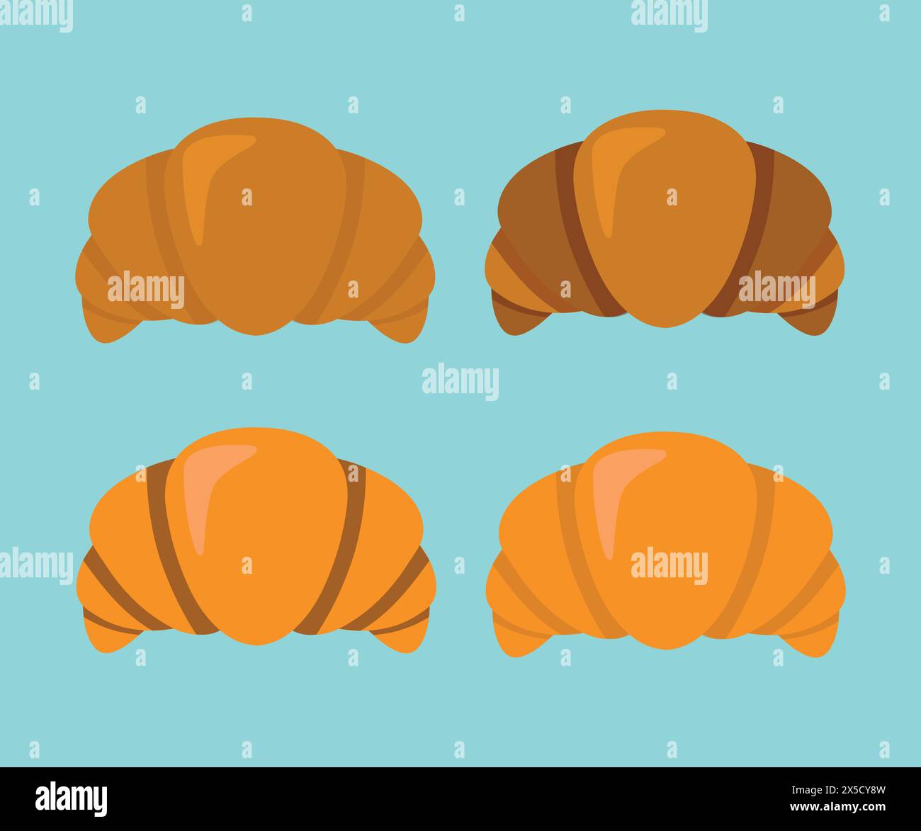 Croissant icon set. Flat set of croissant vector icons for web design ...