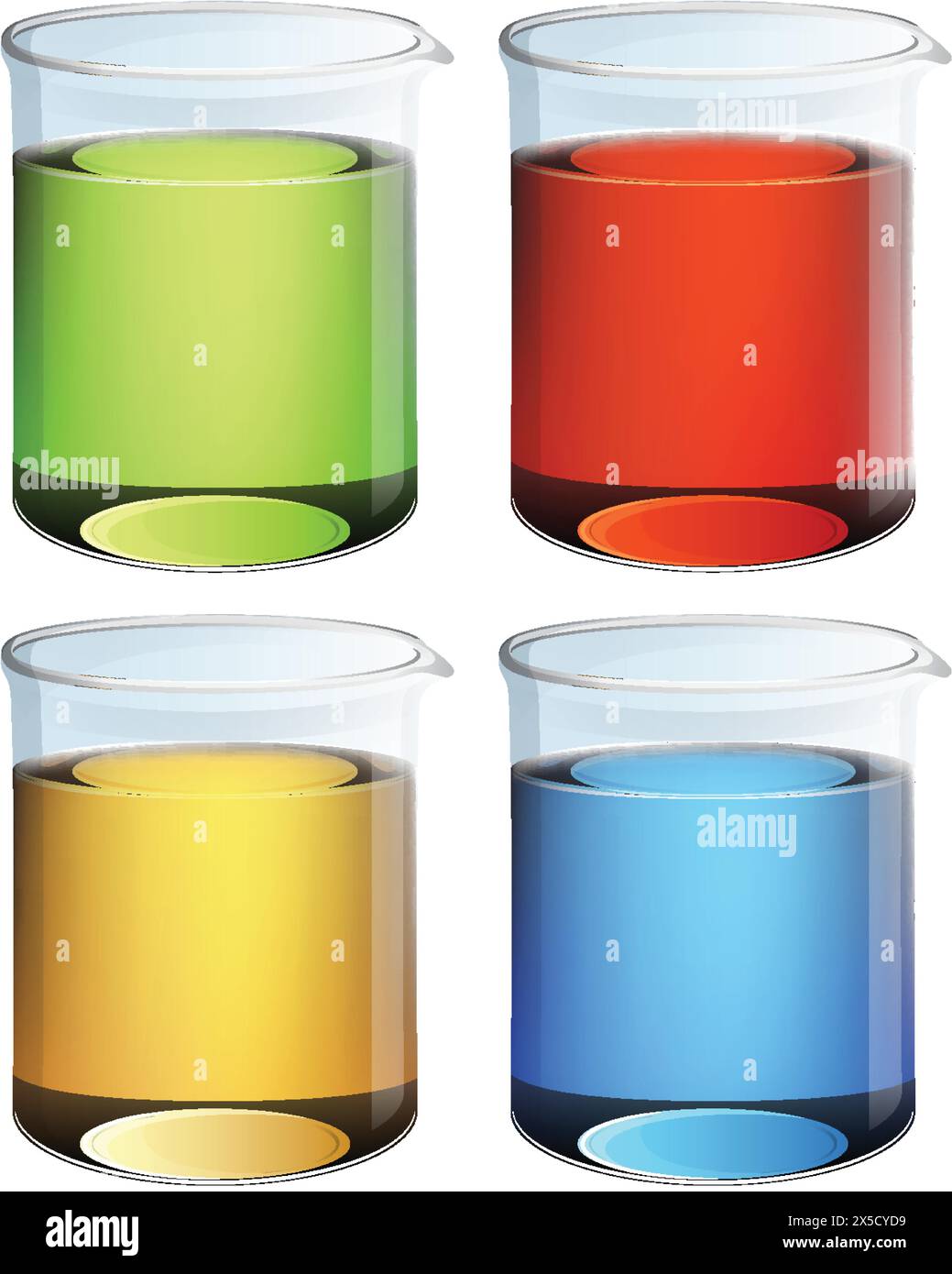 Laboratory beakers filled green Cut Out Stock Images & Pictures - Alamy