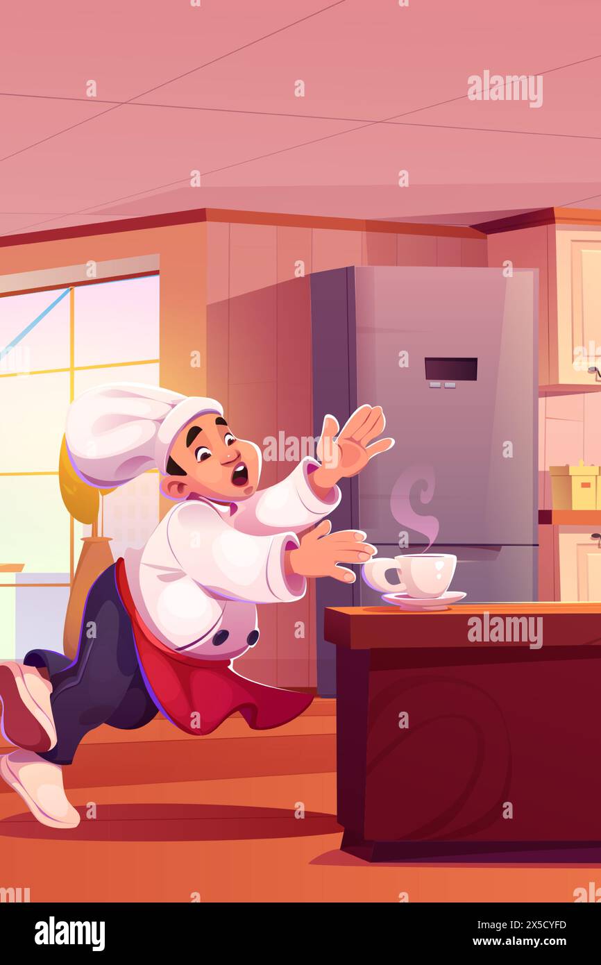 Man on kitchen cup coffee Stock Vector Images - Alamy