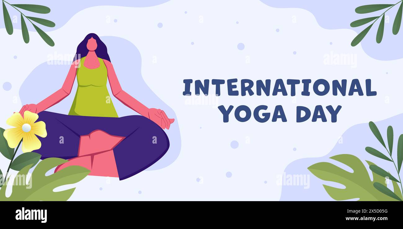 international yoga day horizontal banner illustration Stock Vector ...