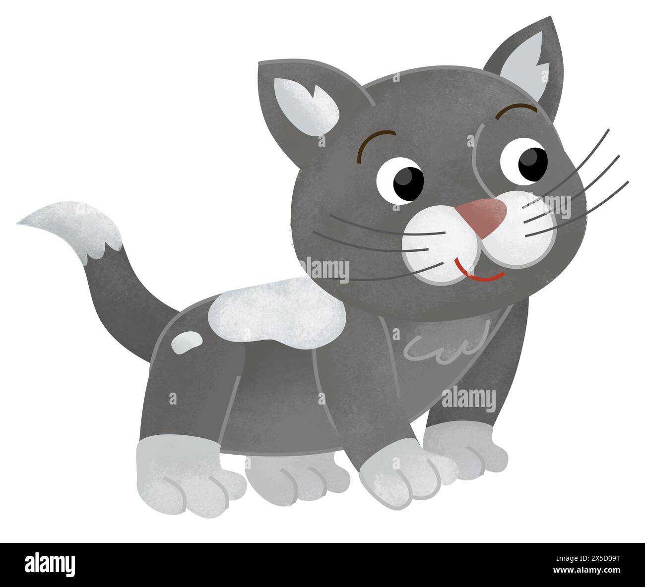cartoon scene with happy cat doing something looking playing isolated ...