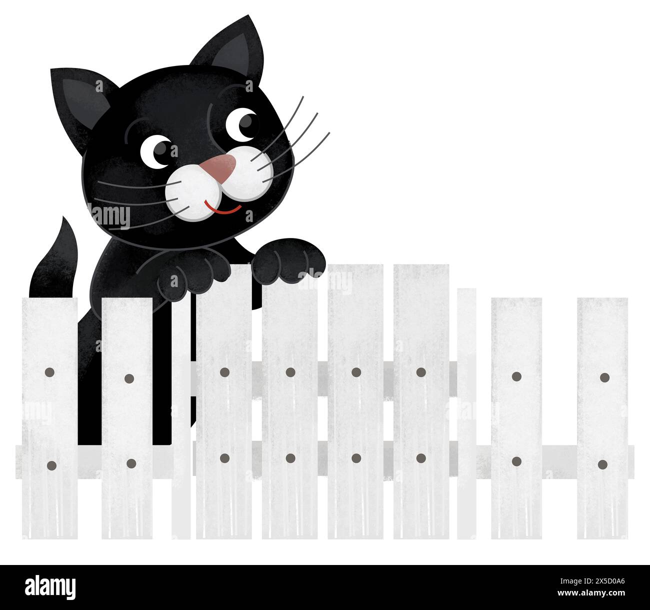 cartoon scene with happy cat doing something looking playing isolated ...