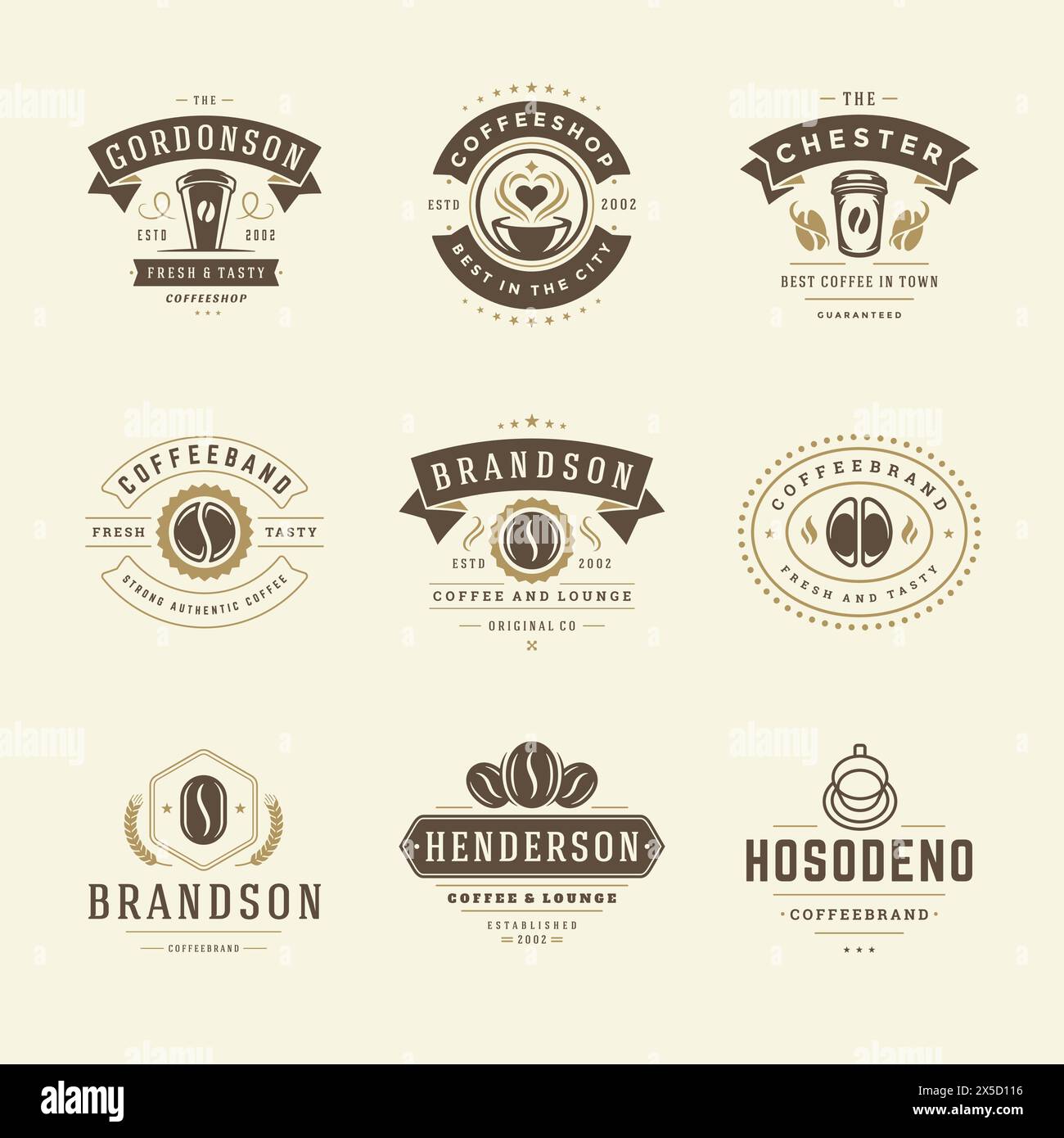 Coffee shop logos design templates set vector illustration for cafe ...