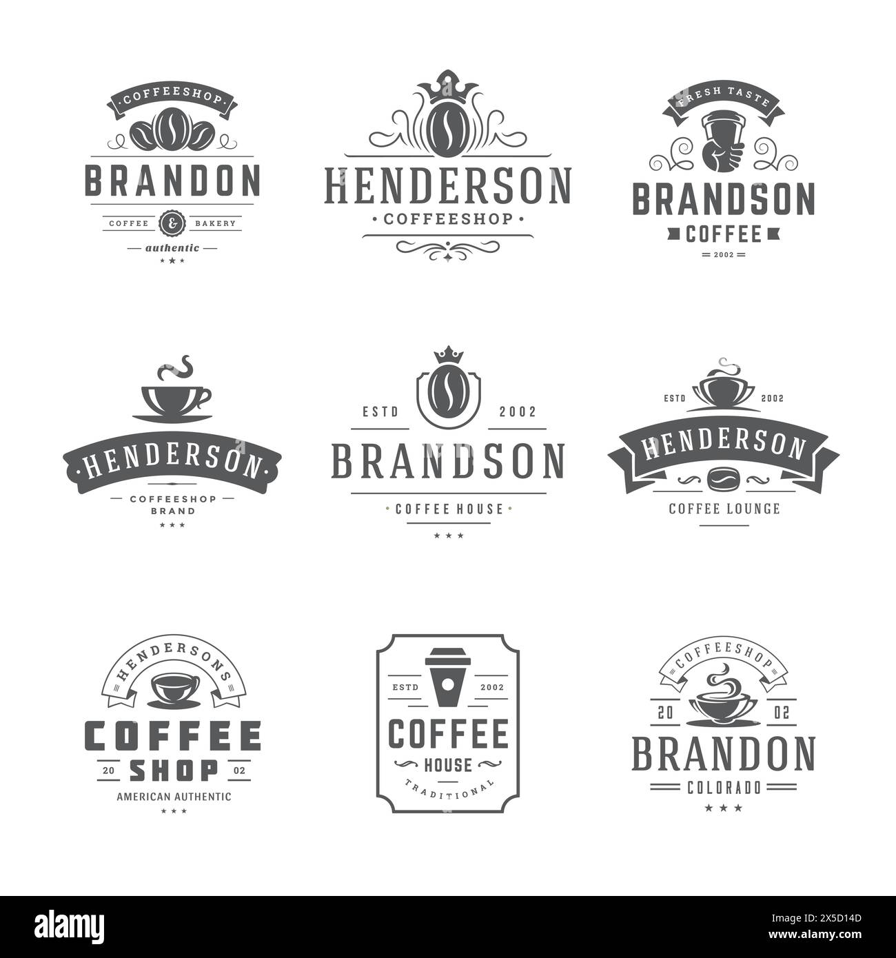 Coffee shop logos design templates set vector illustration for cafe ...