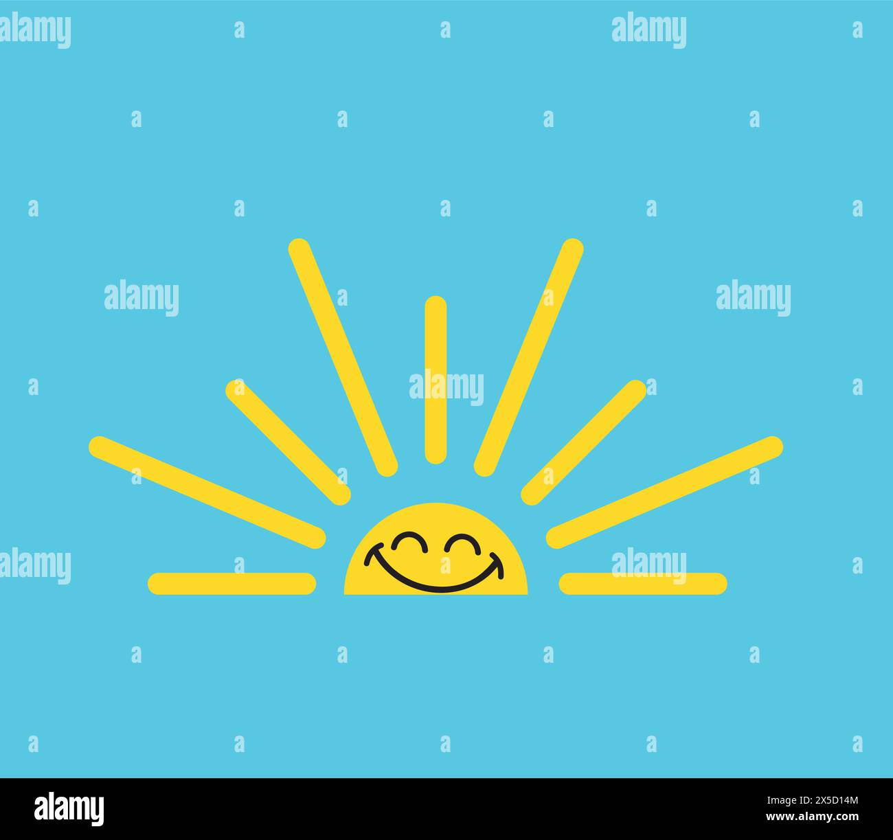 Yellow half sun icon. Sunset simple graphic symbol. Summer heat icon ...