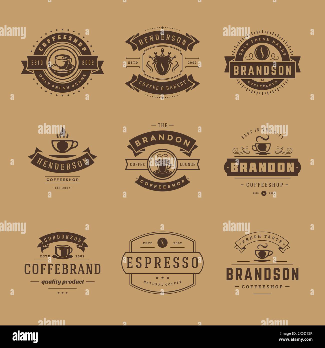 Coffee shop logos design templates set vector illustration for cafe ...