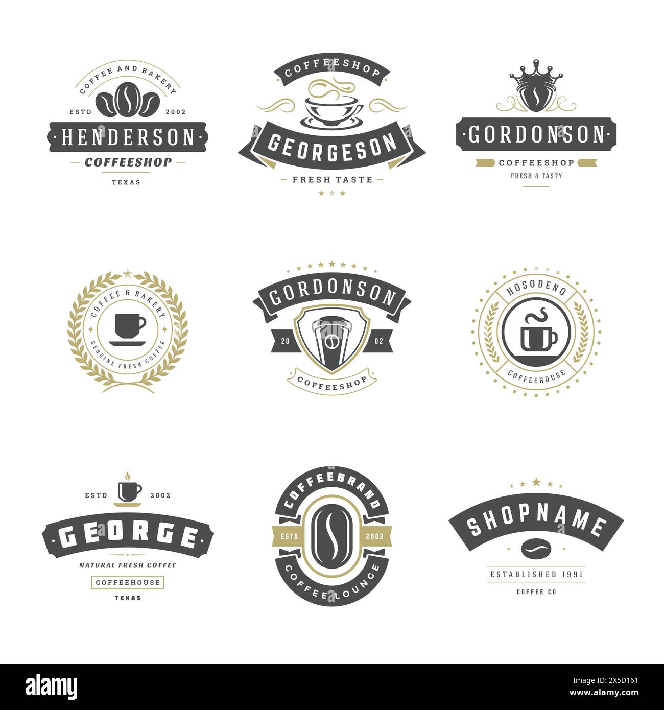 Coffee shop logos design templates set vector illustration for cafe ...