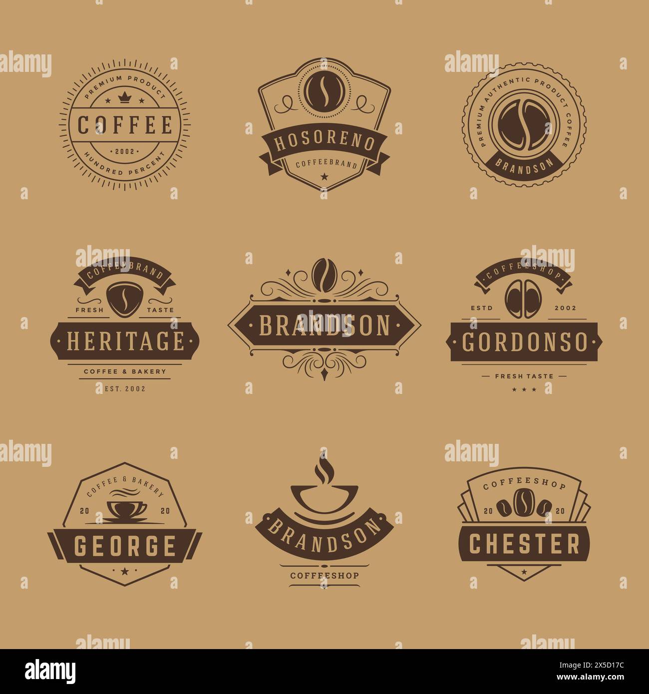 Coffee shop logos design templates set vector illustration for cafe ...