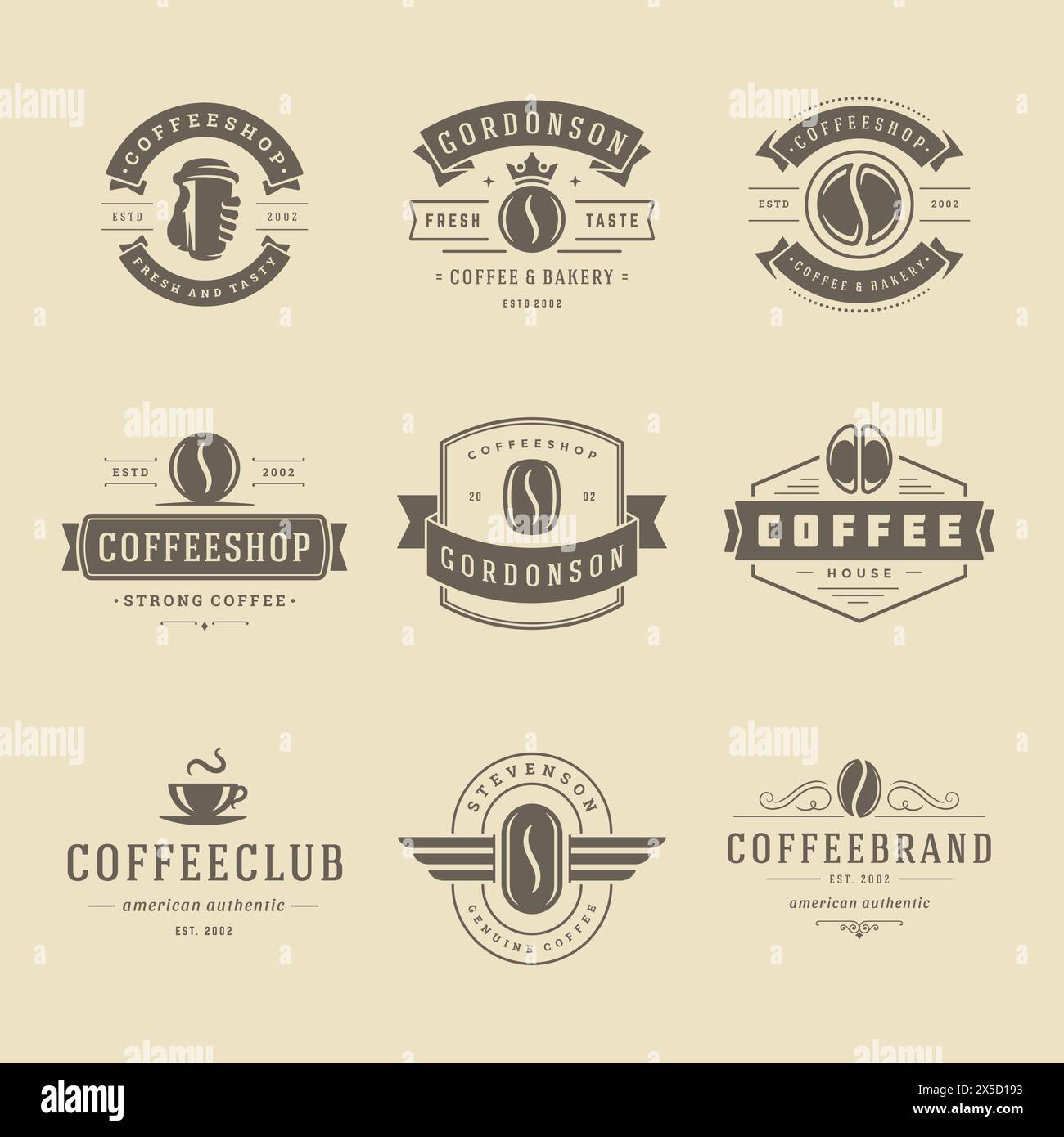 Coffee shop logos design templates set vector illustration for cafe ...