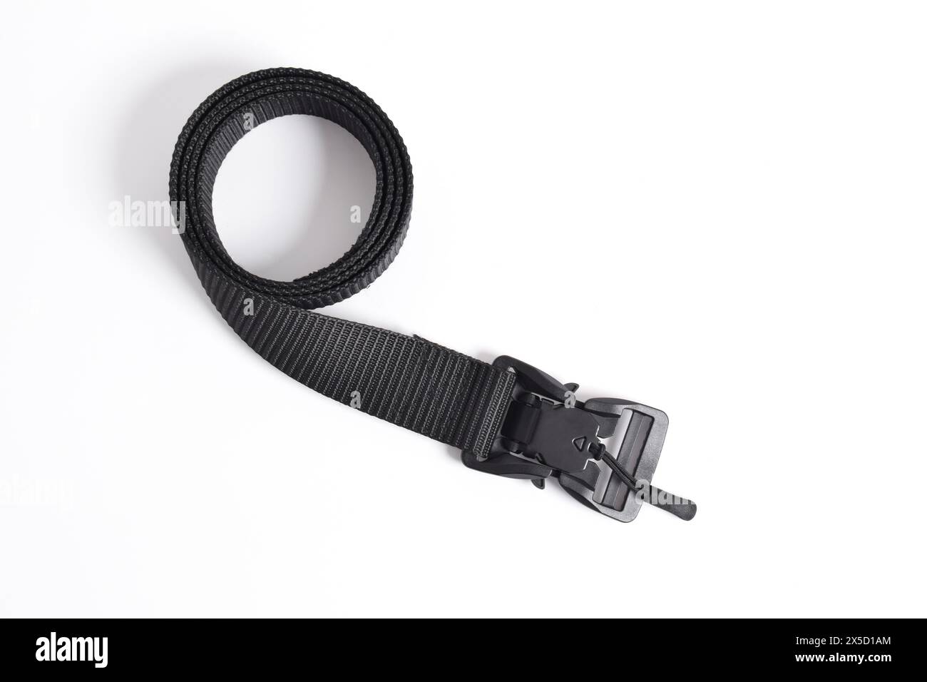 Black mens nylon fastening belt isolated on white background. Men's ...