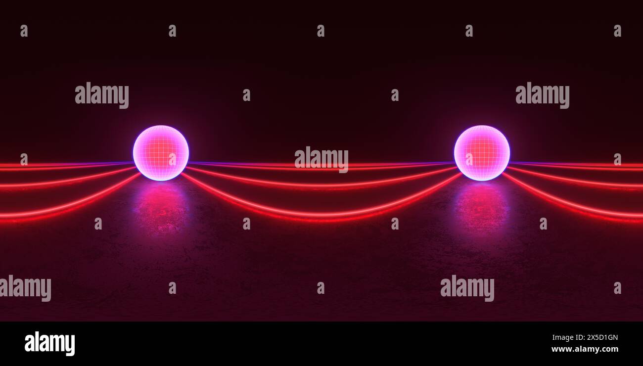 HDRI. Glowing neon lines. Full spherical panorama 360 degrees ...