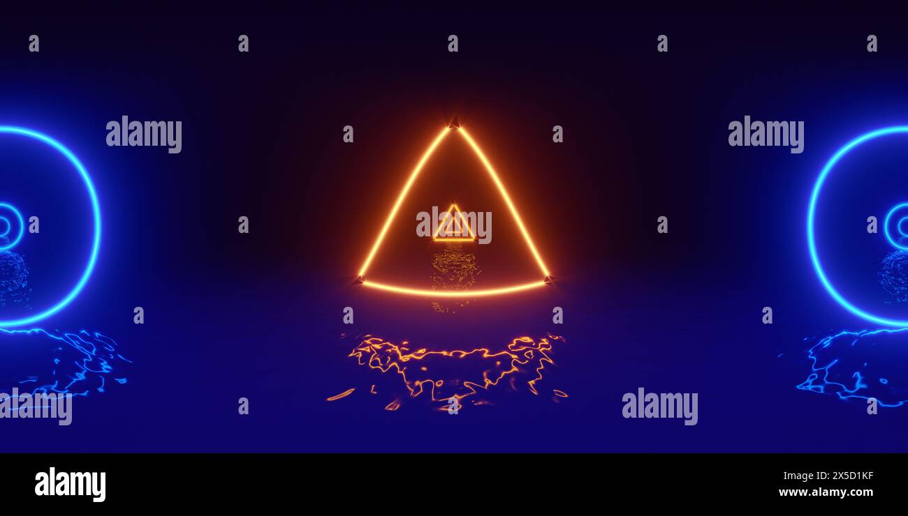 HDRI. Glowing neon lines. Full spherical panorama 360 degrees ...