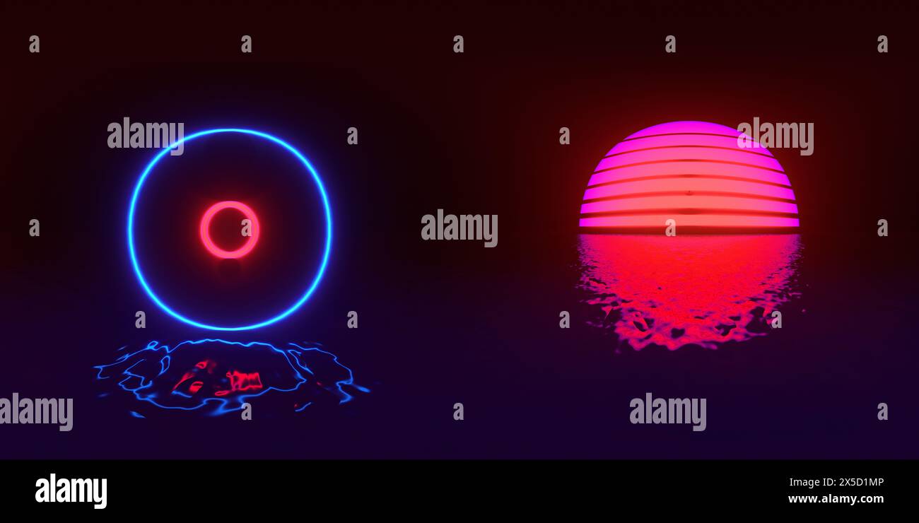 HDRI. Glowing neon lines. Full spherical panorama 360 degrees ...