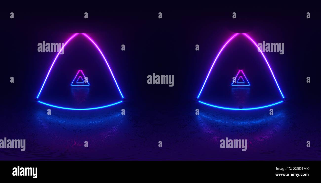 HDRI. Glowing neon lines. Full spherical panorama 360 degrees ...