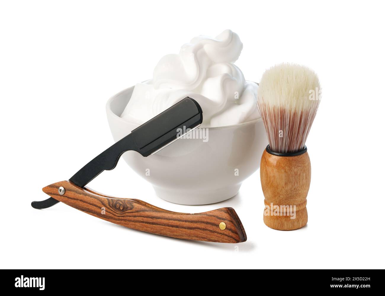 Vintage shaving razor and tools isolated on white Stock Photo - Alamy