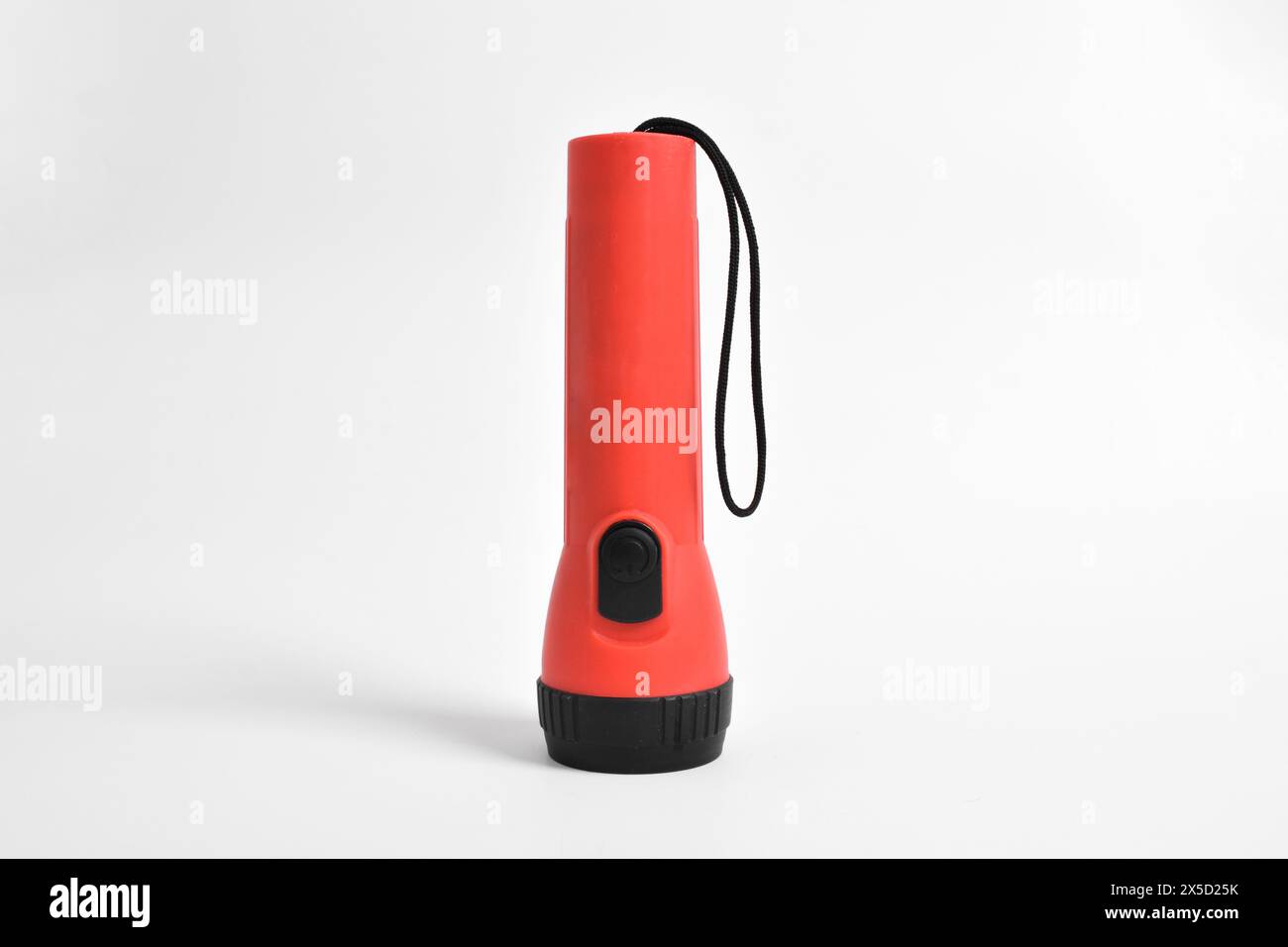 Red color flashlight isolated on white background. Red Battery-powered ...