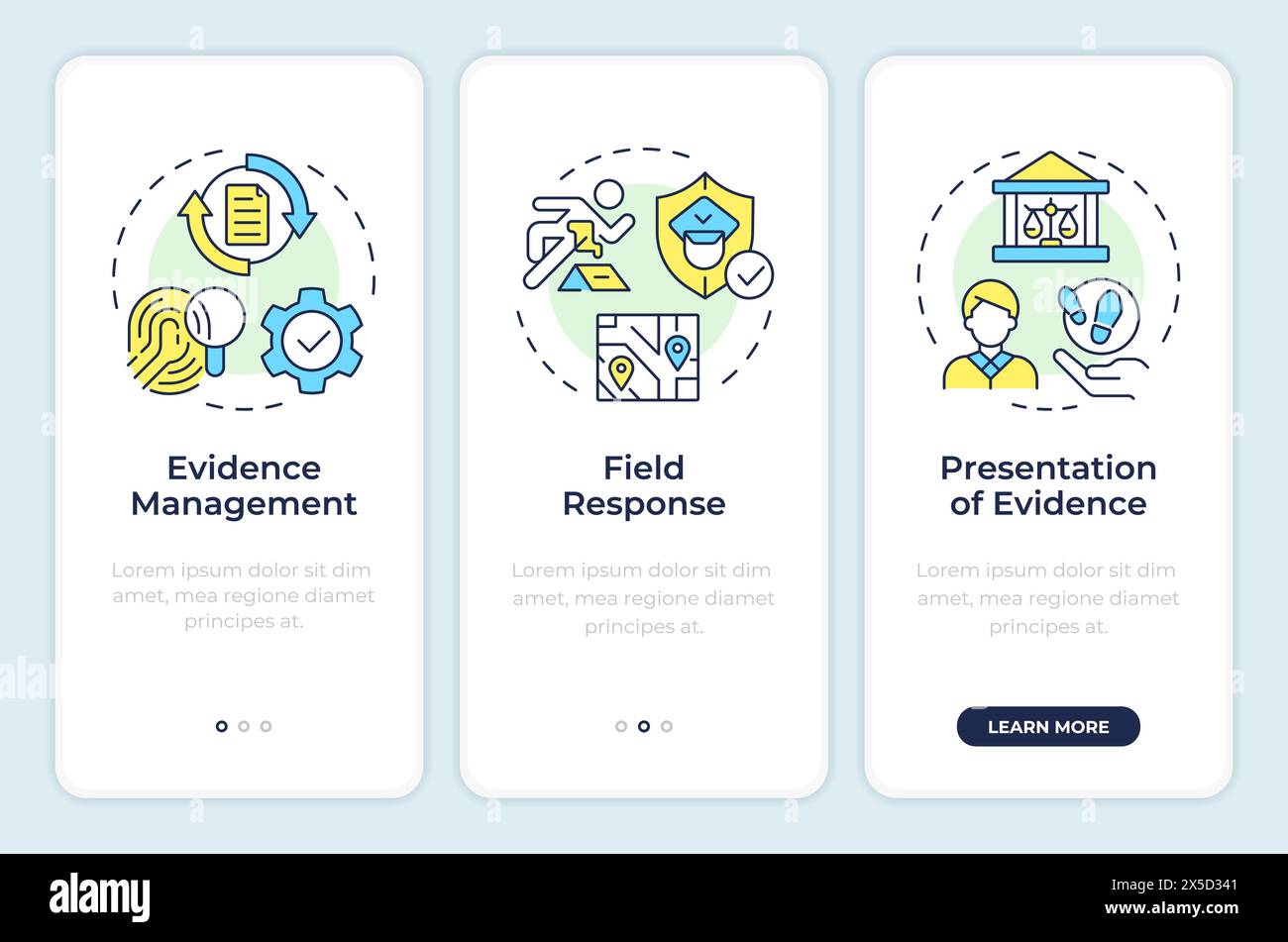 Legal Evidence Process Onboarding Mobile App Screen Stock Vector Image