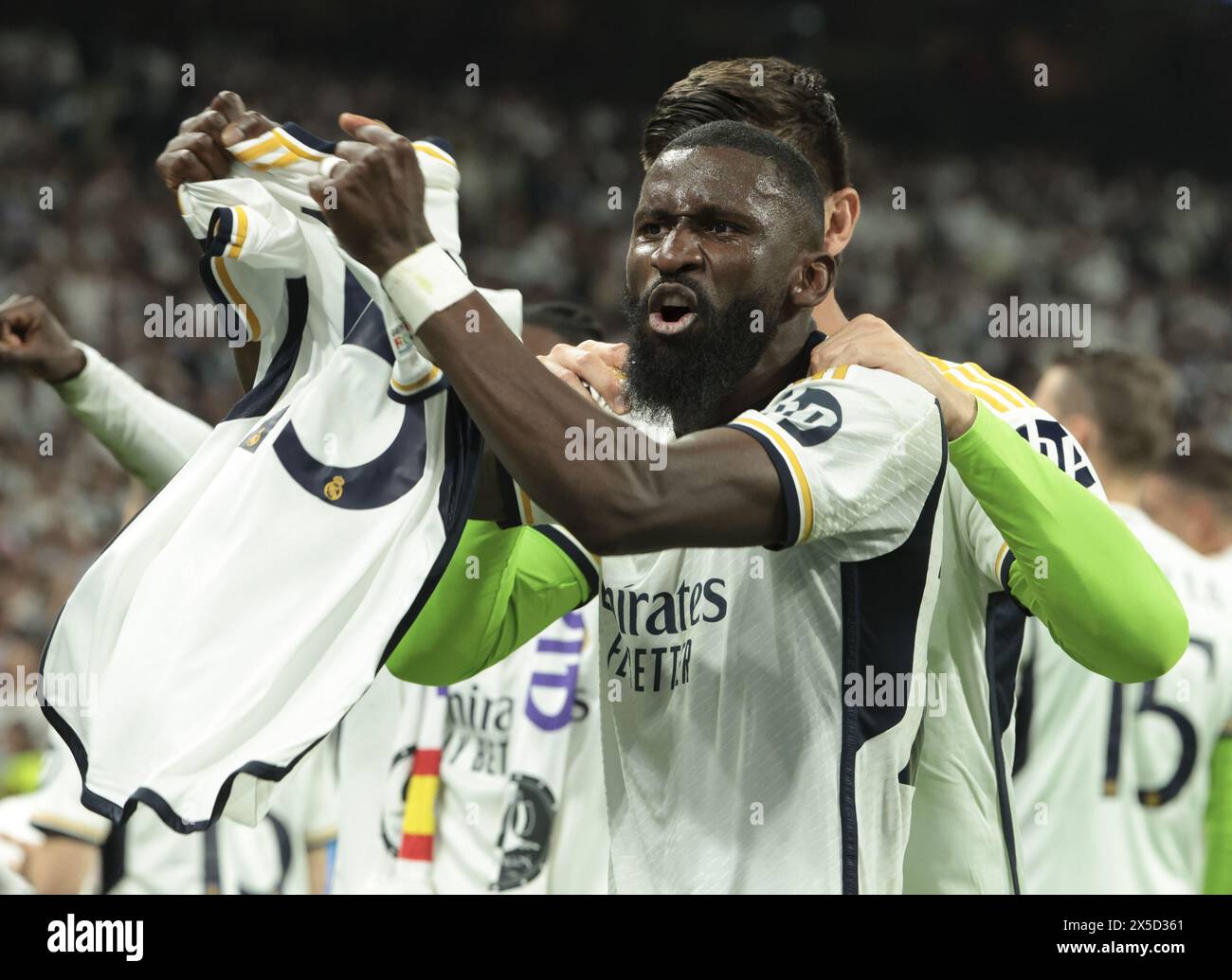 Antonio Rudiger of Real Madrid celebrates the victory following the ...