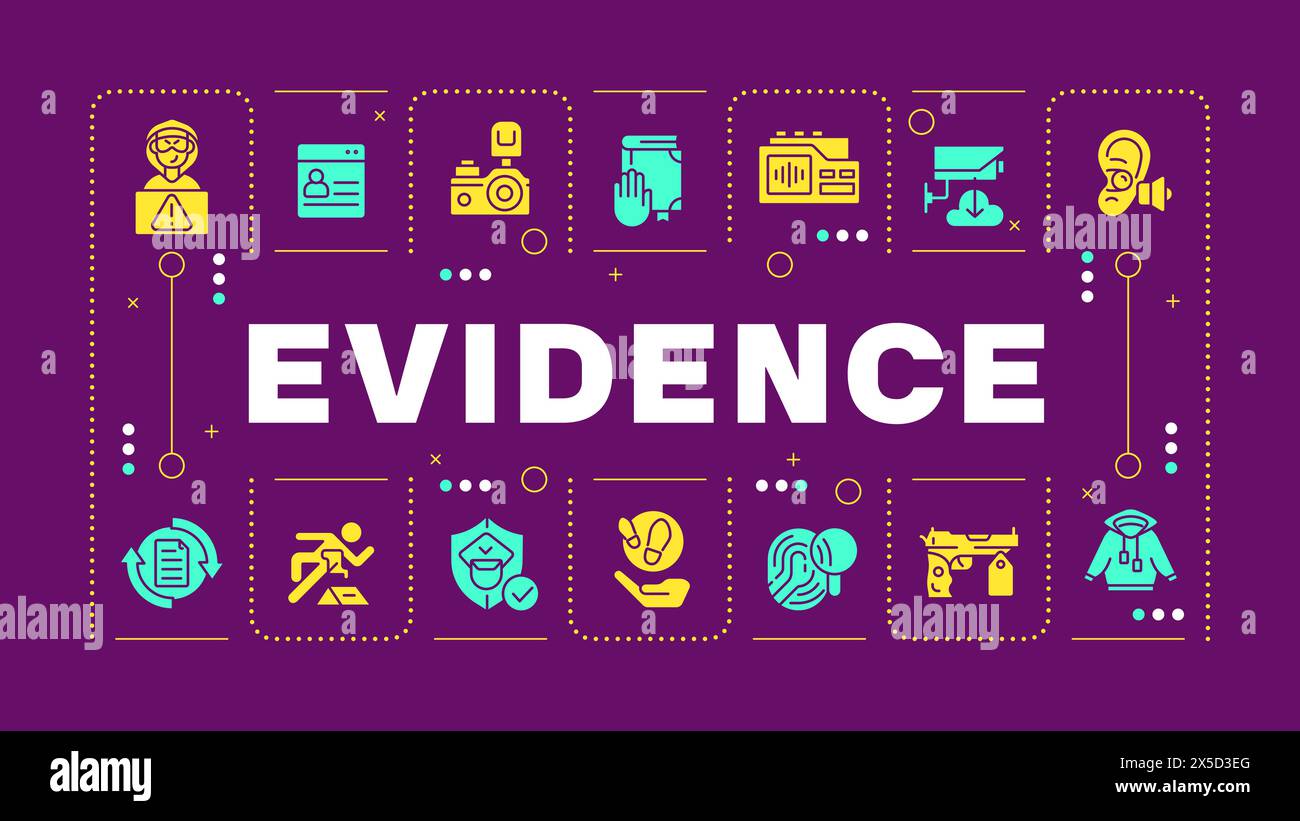 Evidence purple word concept Stock Vector Image & Art - Alamy
