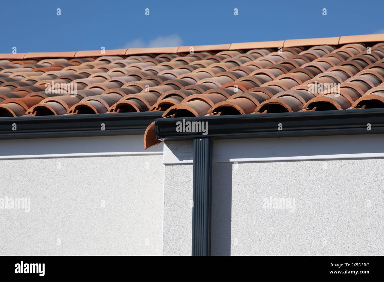 House corner flat roof rainwater head with steel gutter rain aluminum ...