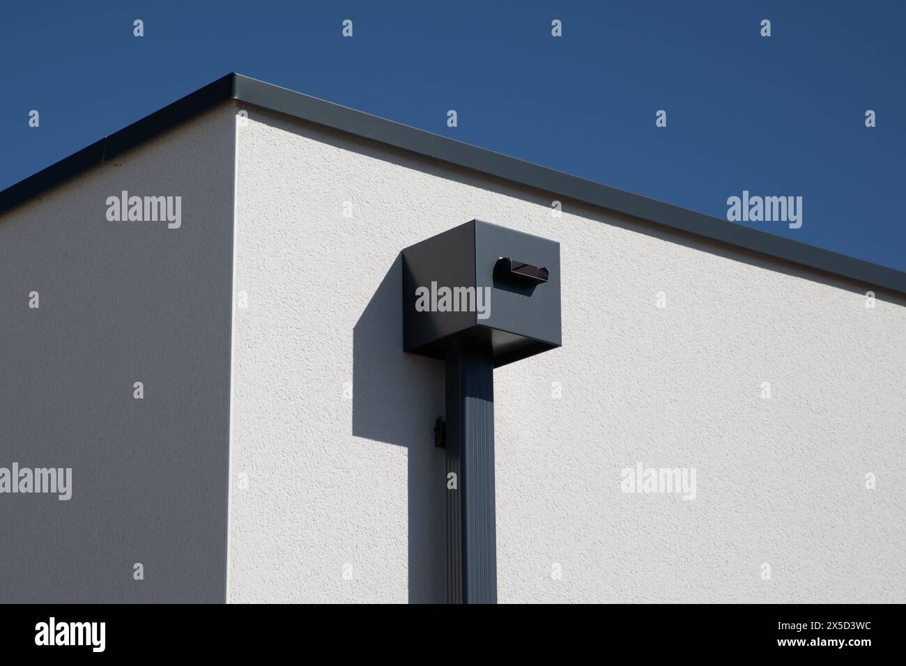 House rain gutter gray modern waterproofing home corner roof facade ...