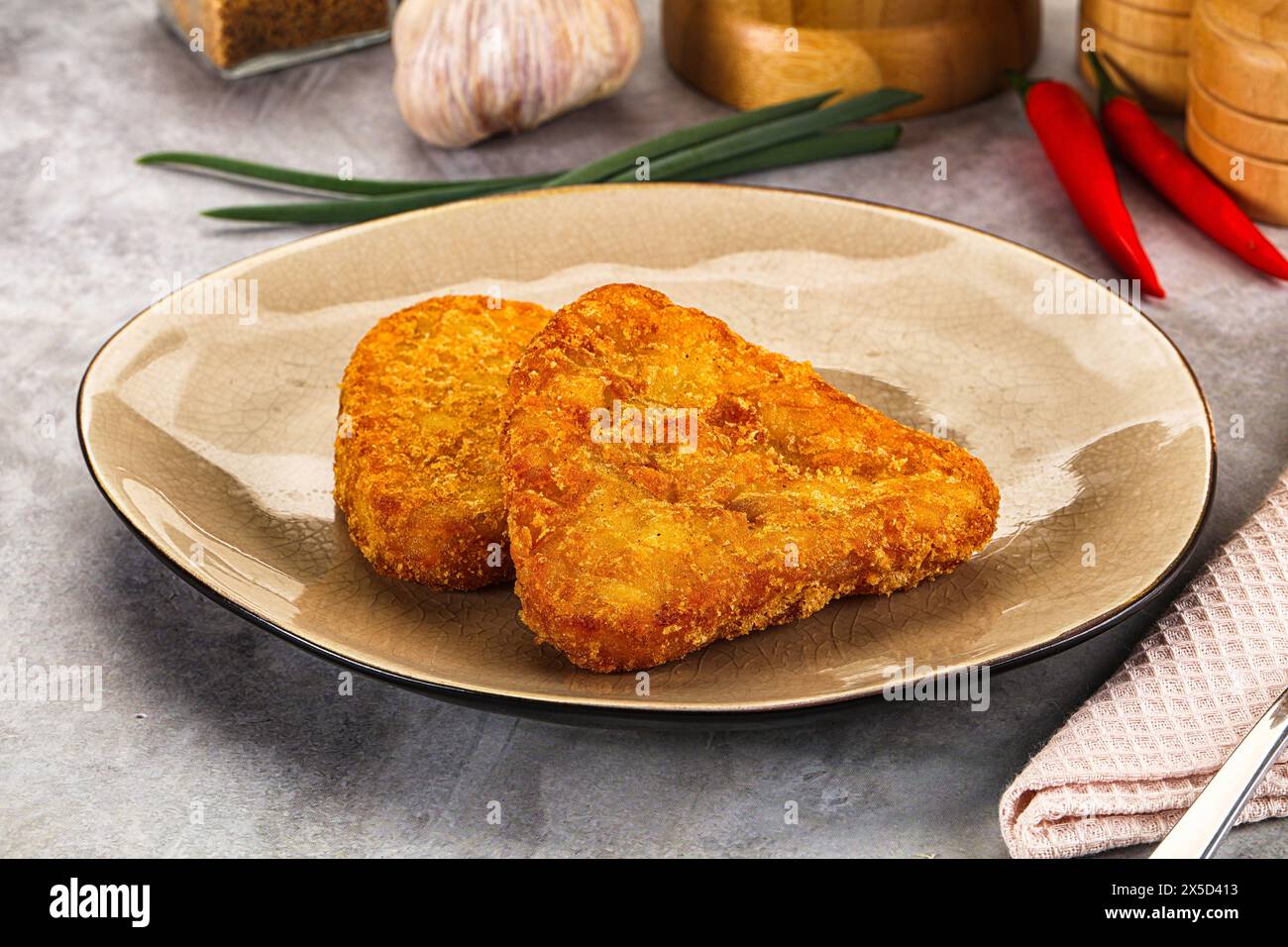 Fried potato hash brown snack for breakfast Stock Photo - Alamy
