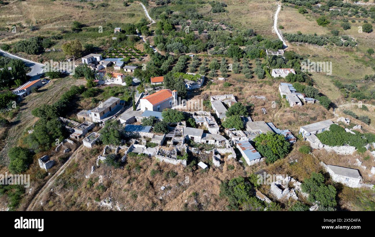 Aerial view of Statos-Ayios Fotios, Cyprus abandoned village, Paphos ...