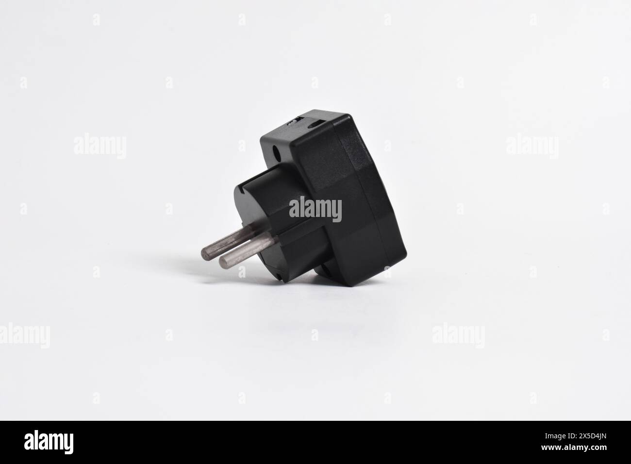 T plug, with 3 plug holes isolated on white background, electric plug ...