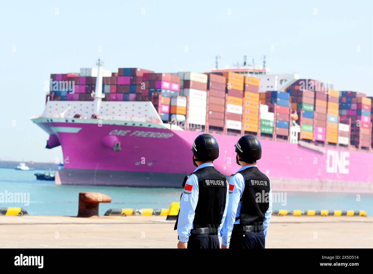 QINGDAO, CHINA - MAY 9, 2024 - Police officers at Huangdao border ...