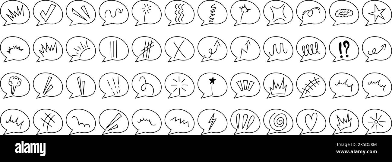 Anime emotion effect set with speech bubbles. Manga collection of ...