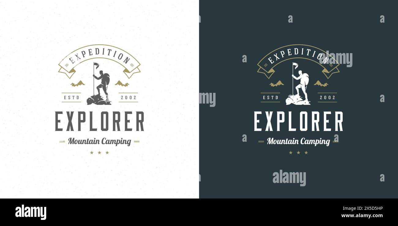 Climber logo emblem outdoor adventure expedition vector illustration ...