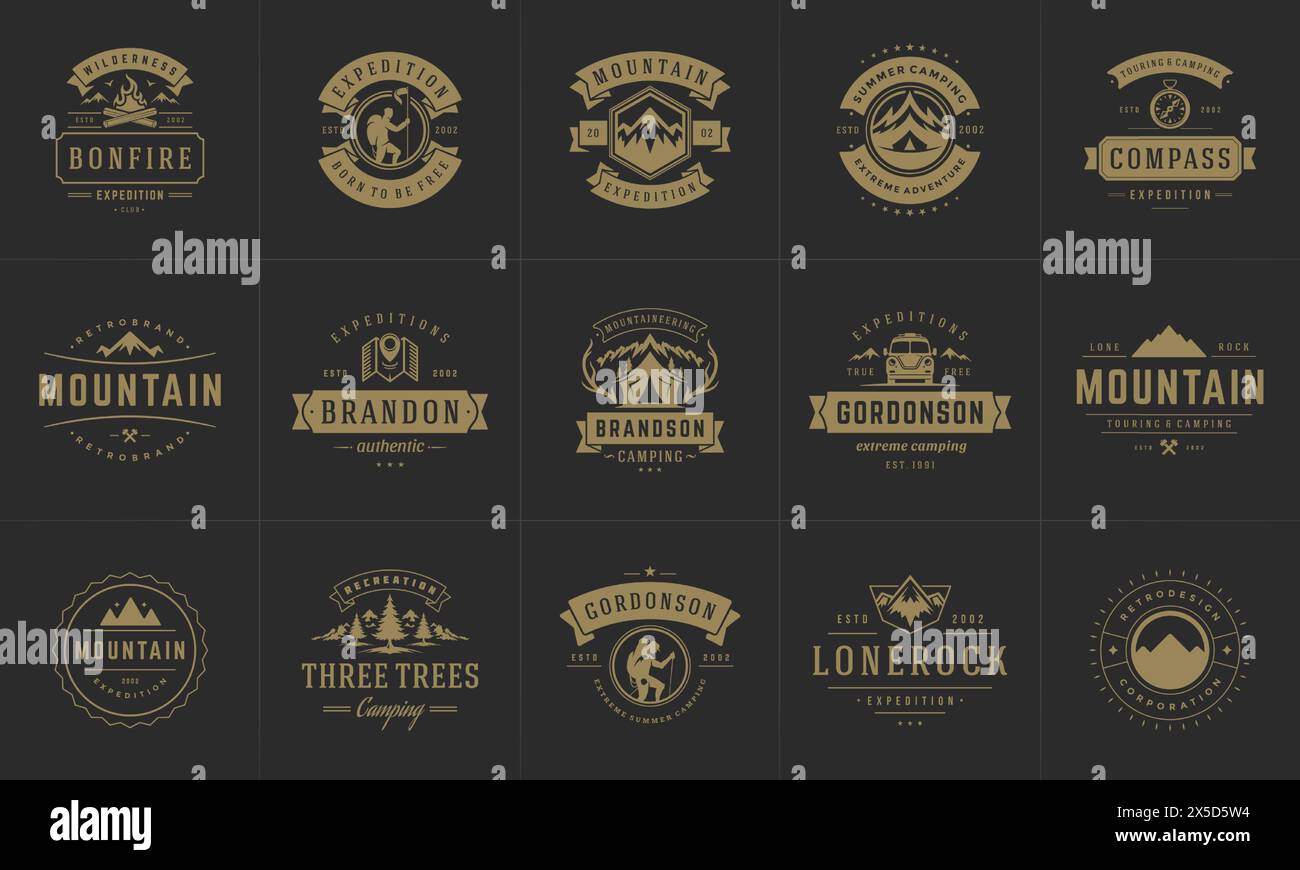 Camping logos and badges templates vector design elements and ...