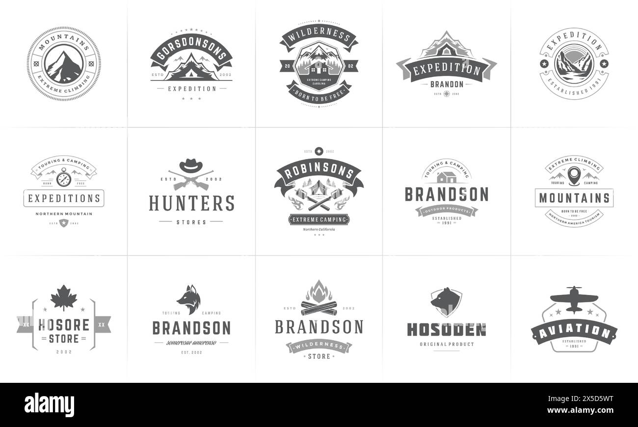 Camping logos and badges templates vector design elements and ...