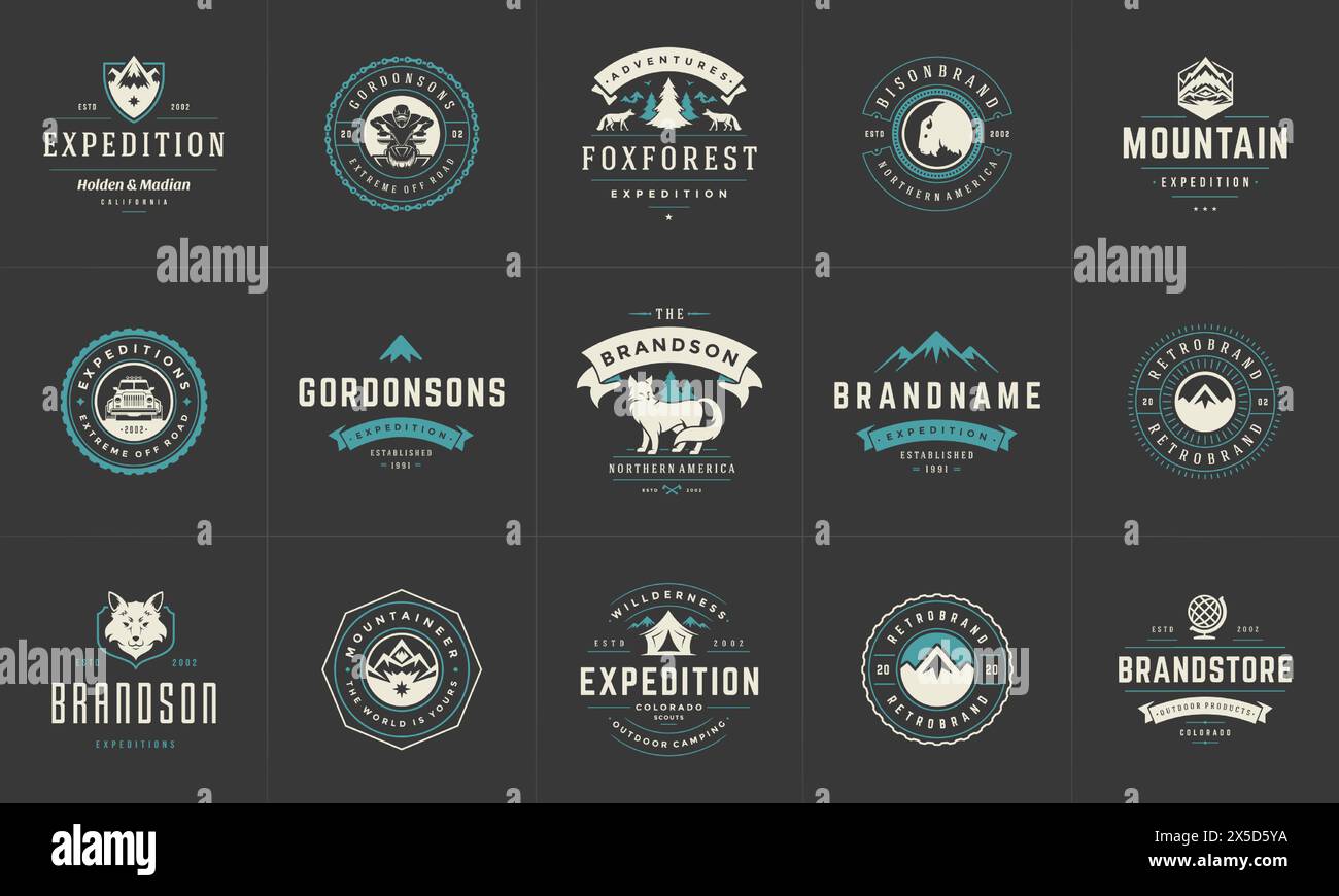 Camping logos and badges templates vector design elements and ...