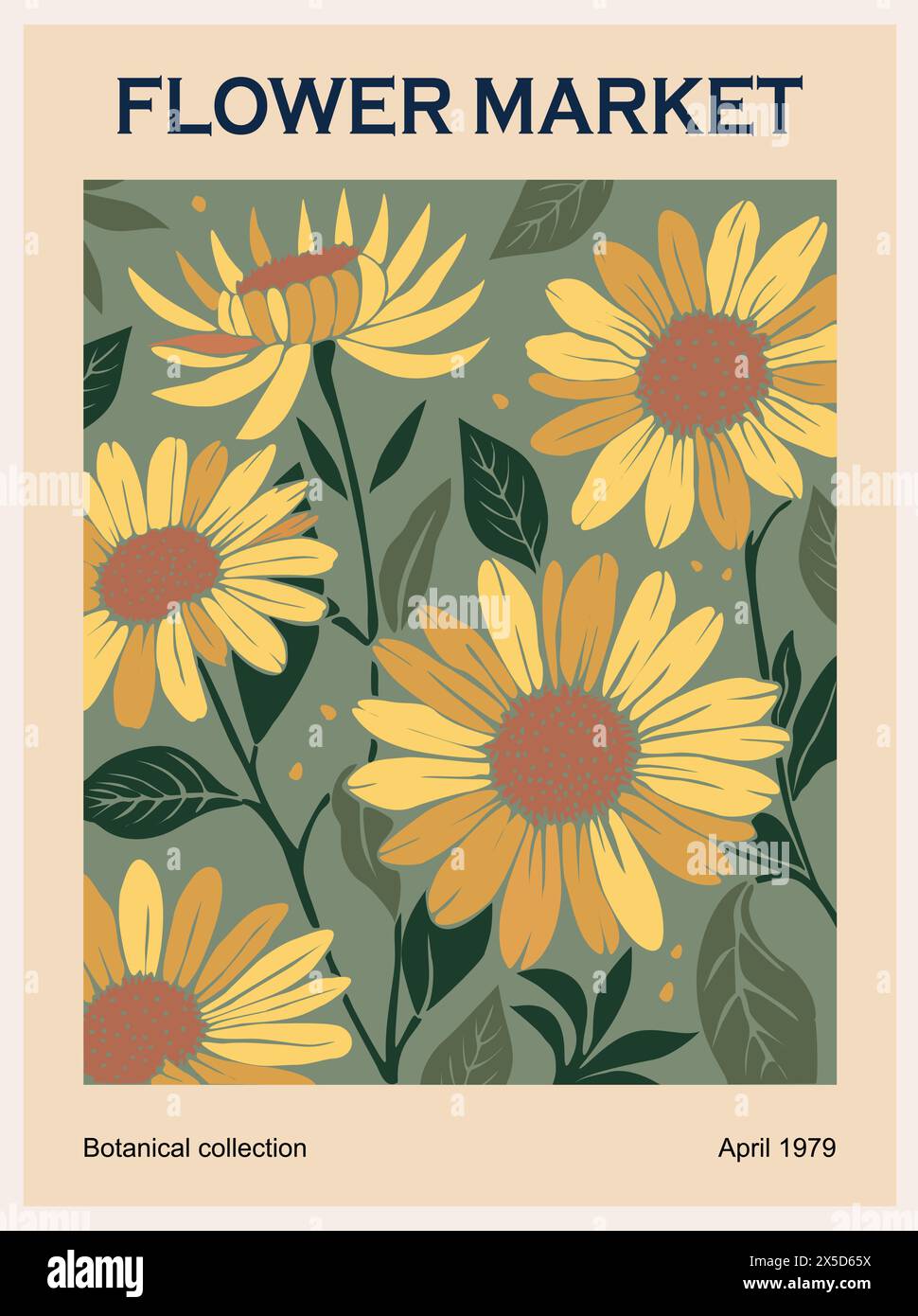 Abstract flower market with Sunflowers vector art Stock Vector Image ...