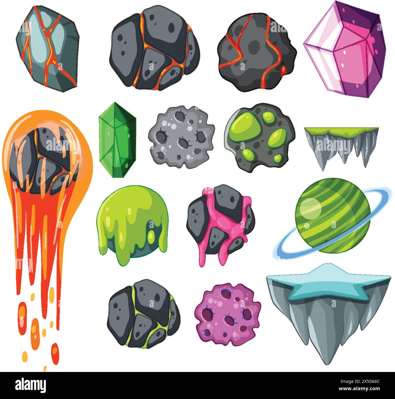 Collection of vibrant, stylized celestial objects Stock Vector Image ...