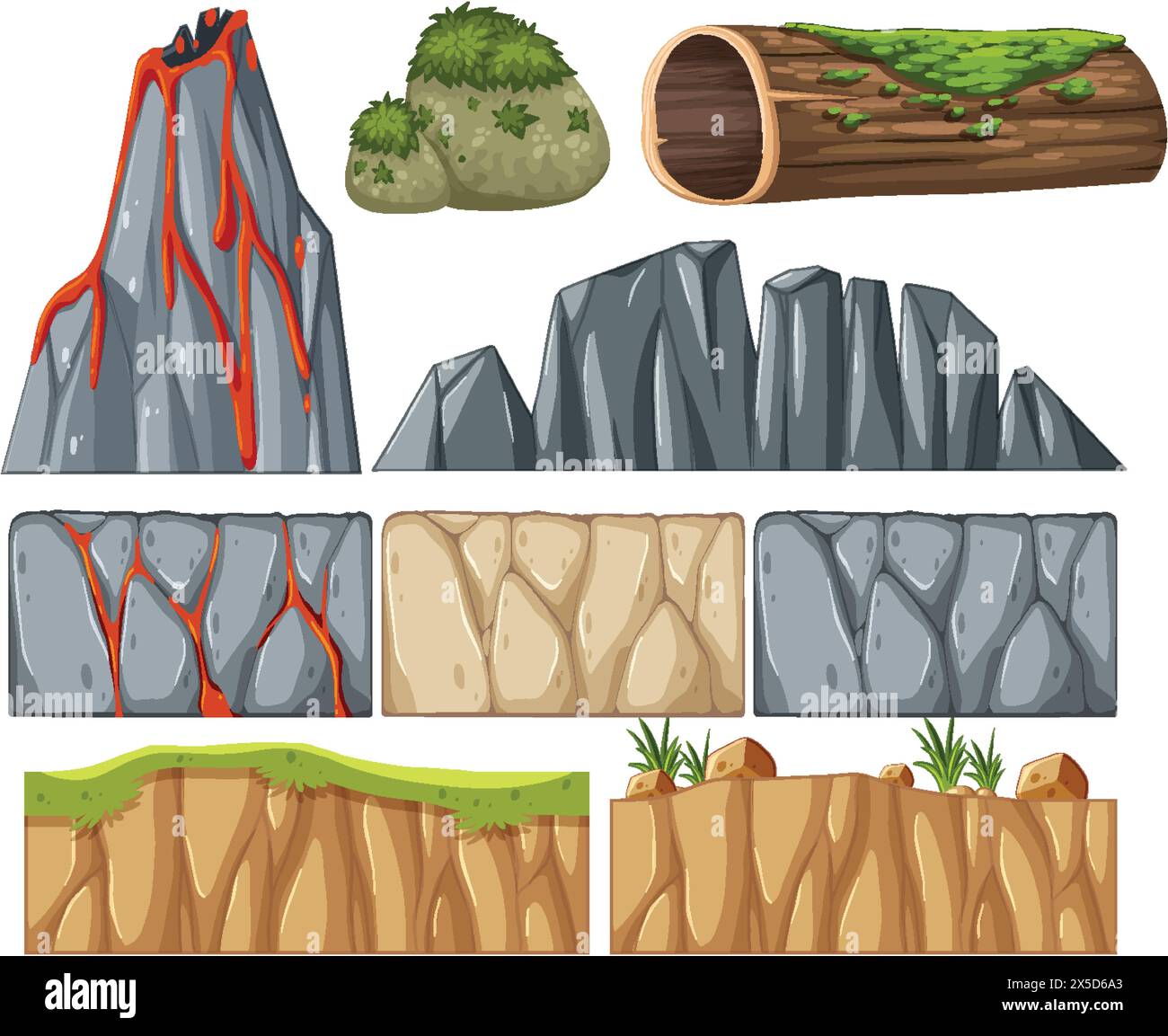 Collection of various natural landscape elements Stock Vector Image ...