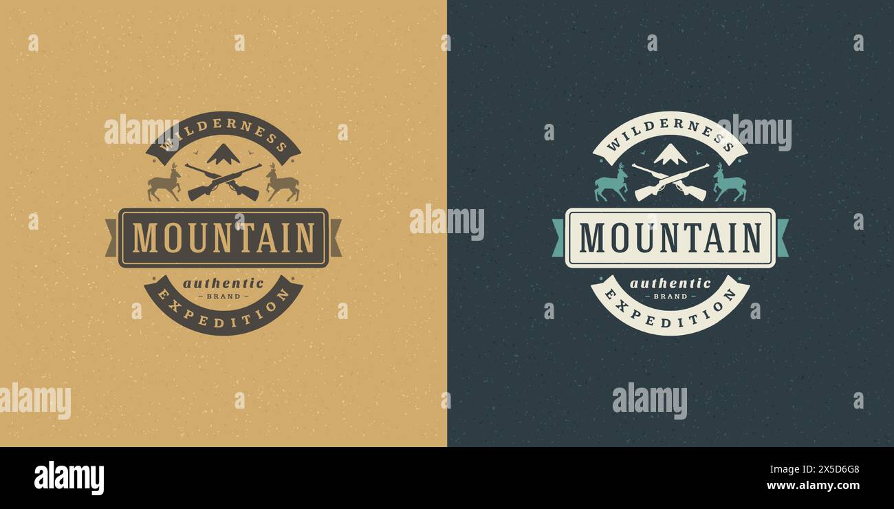 Hunting logo emblem summer vacation vector illustration deers and ...